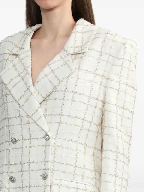 Alessandra Rich Double-breasted Tweed Blazer - White