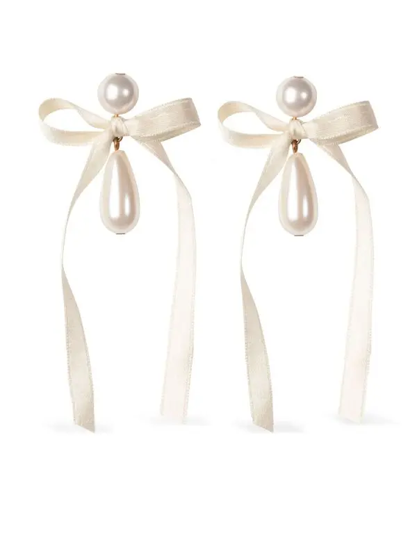 JENNIFER BEHR Sylvie Bow-detail Drop Earrings - Neutrals