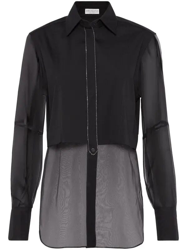 Brunello Cucinelli Transparent-panel Poplin Shirt