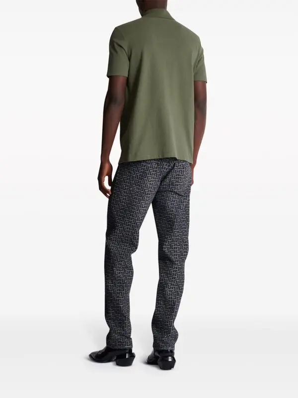 Balmain Short-sleeved Polo Shirt With Embroidery - Green