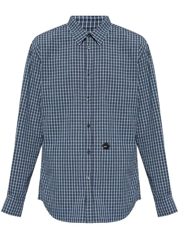 Dsquared2 Logo-patch Plaid Cotton Shirt - Blue