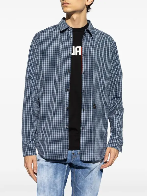 Dsquared2 Logo-patch Plaid Cotton Shirt - Blue