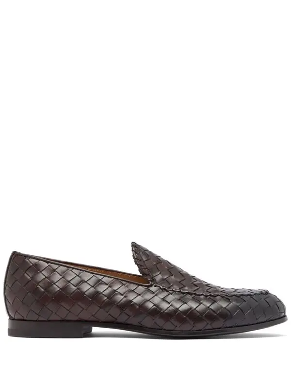 SCAROSSO Vittorio Interwoven Leather Loafers - Brown