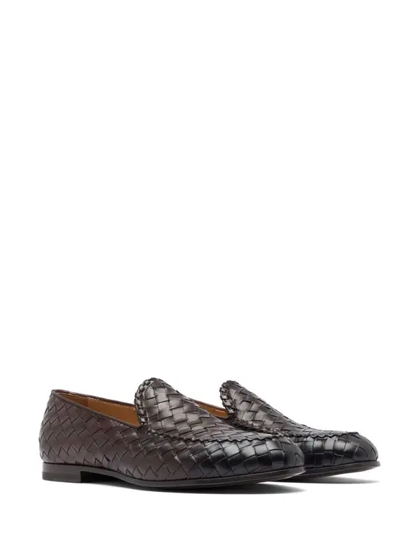 SCAROSSO Vittorio Interwoven Leather Loafers - Brown