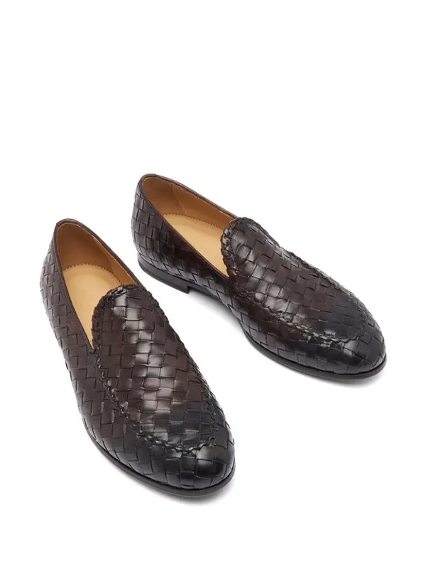 SCAROSSO Vittorio Interwoven Leather Loafers - Brown