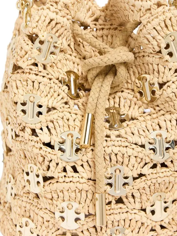 Rabanne 1969 Raphia Wave Paco Bucket Bag - Neutrals