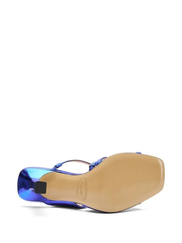 SCAROSSO Zoe 100mm Leather Mules - Blue