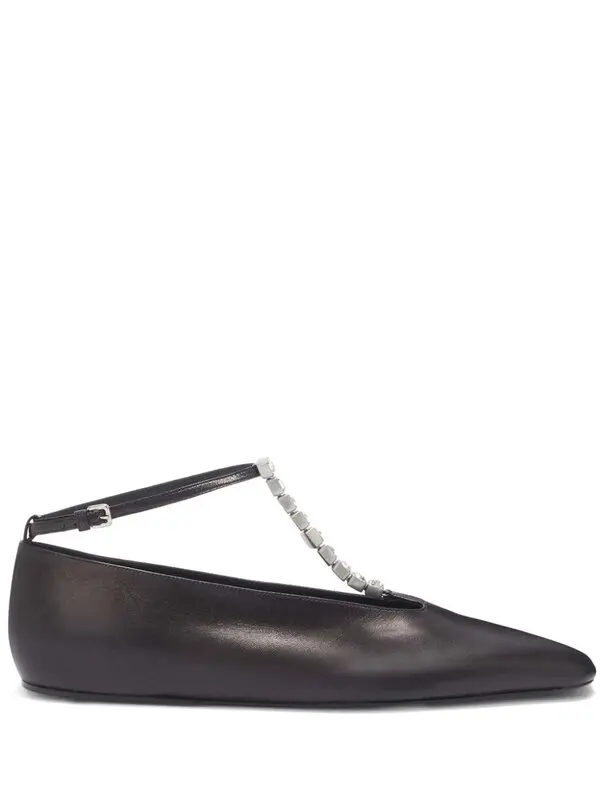 JIL SANDER Crystal-embellished Ballerina Shoes - Black