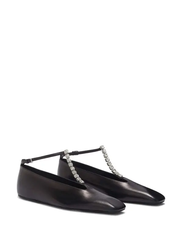 JIL SANDER Crystal-embellished Ballerina Shoes - Black