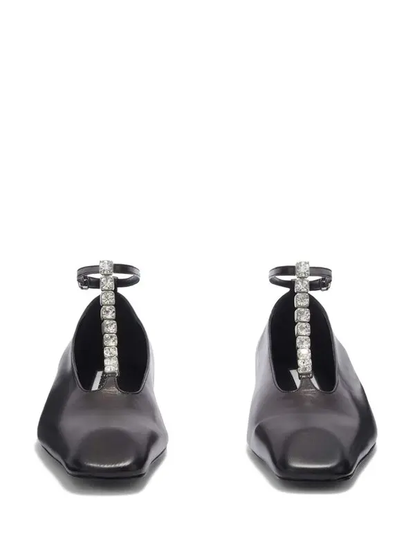 JIL SANDER Crystal-embellished Ballerina Shoes - Black