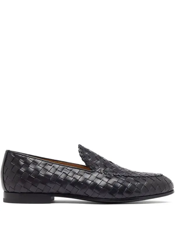 SCAROSSO Vittorio Woven Leather Loafers - Black