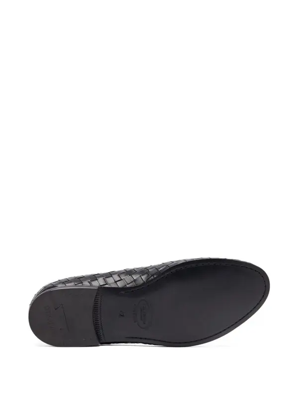 SCAROSSO Vittorio Woven Leather Loafers - Black