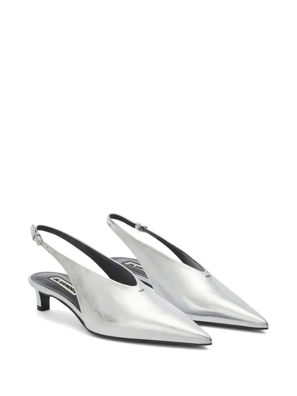 JIL SANDER Metallic Slingback Pumps - Grey