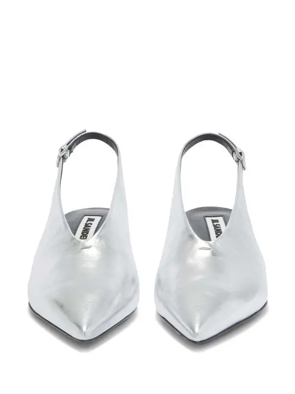 JIL SANDER Metallic Slingback Pumps - Grey