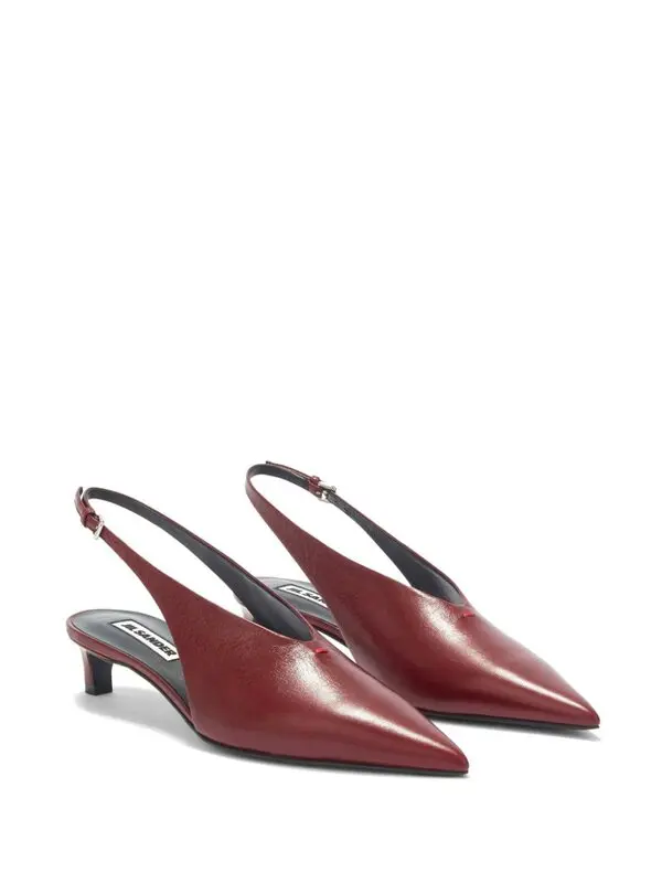 JIL SANDER 45mm Slingback Leather Pumps - Red