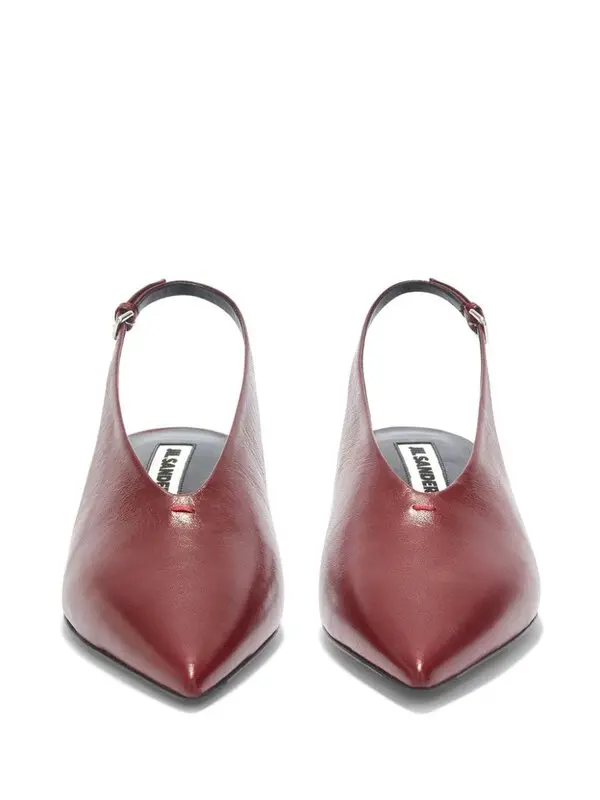 JIL SANDER 45mm Slingback Leather Pumps - Red