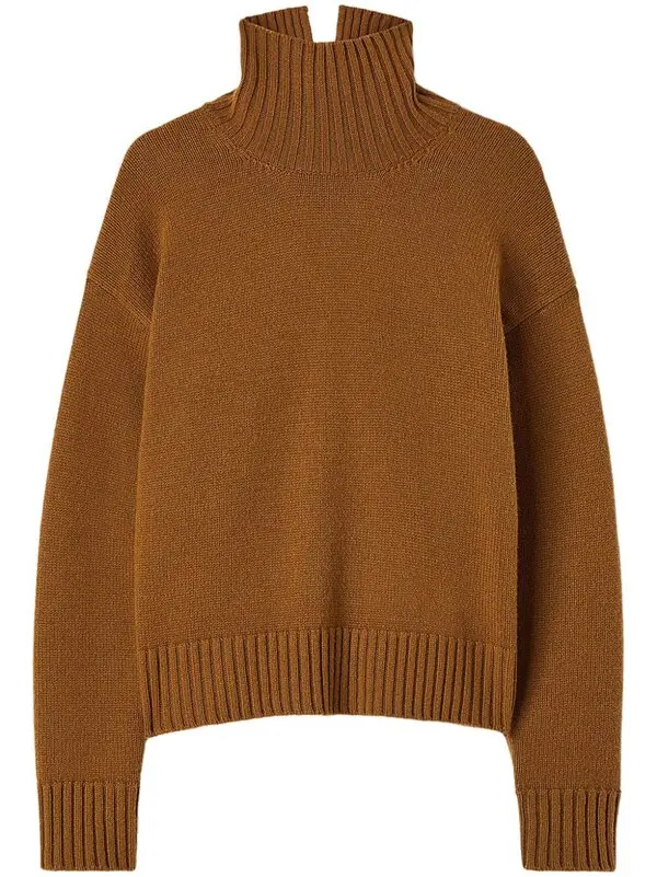 JIL SANDER Funnel-neck Jumper - Brown