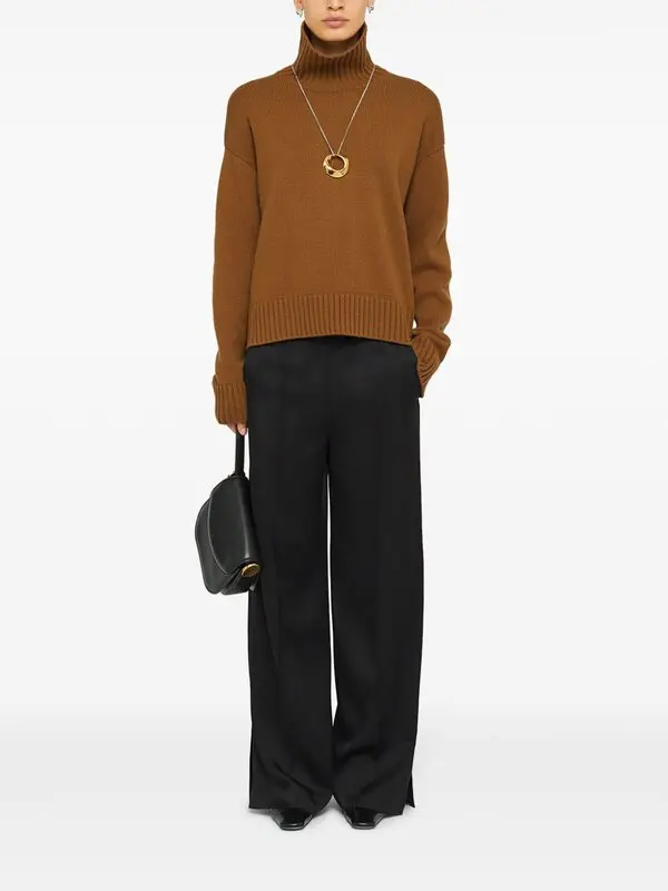 JIL SANDER Funnel-neck Jumper - Brown