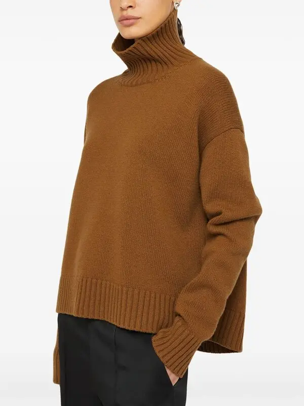 JIL SANDER Funnel-neck Jumper - Brown