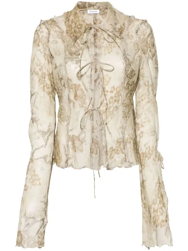 Acne Studios Floral Print Semi-sheer Shirt