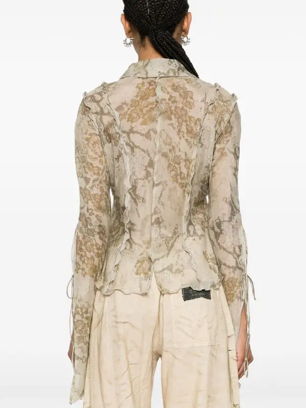 Acne Studios Floral Print Semi-sheer Shirt