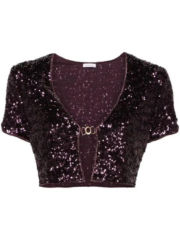 Oseree Sequinned Cropped Cardigan