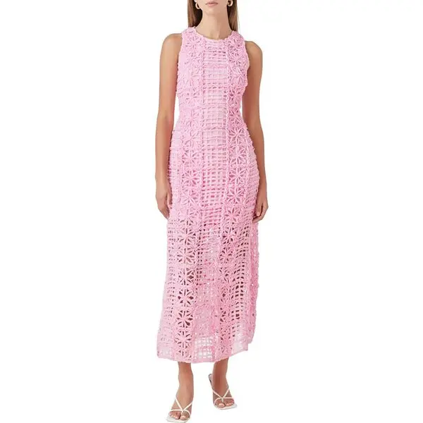 Endless Rose Textured Sleeveless Maxi Dress - Pink