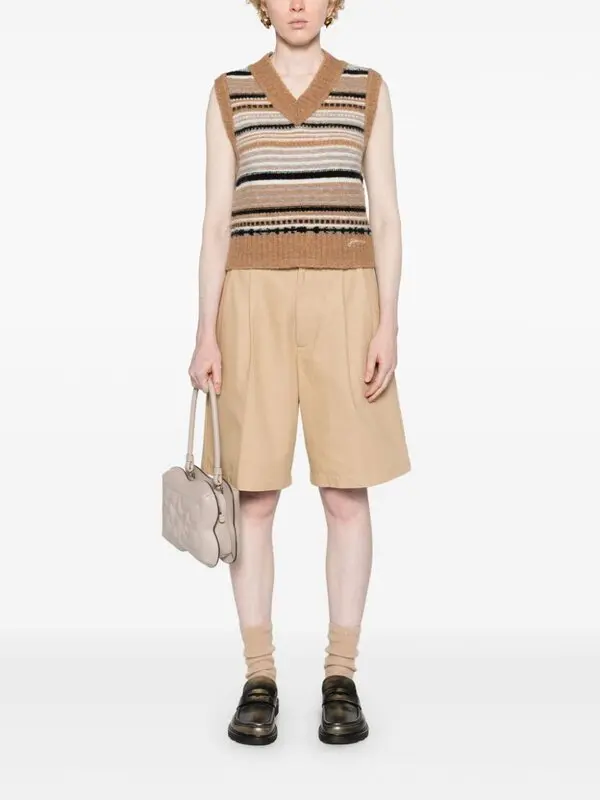 GANNI Striped Sleeveless Jumper - Neutrals