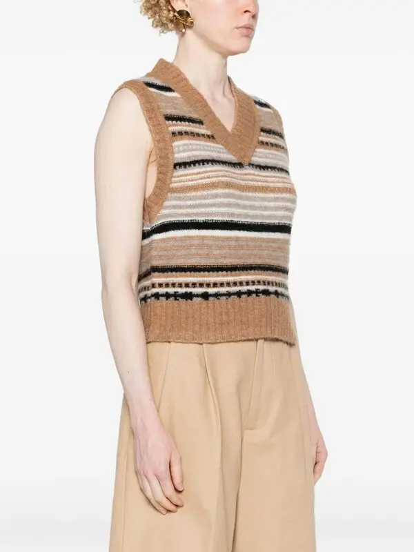 GANNI Striped Sleeveless Jumper - Neutrals