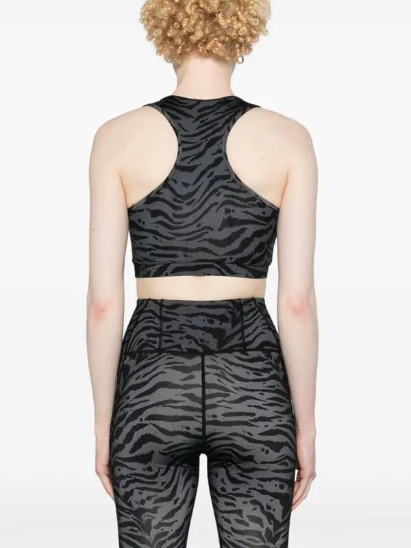 GANNI Logo Zebra-print Crop Top
