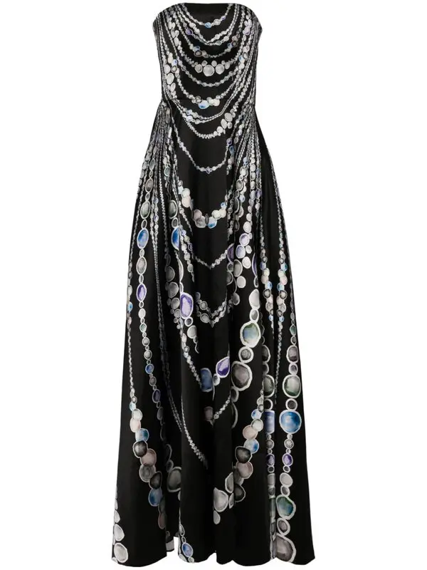 SAIID KOBEISY Graphic-print Mikado Gown