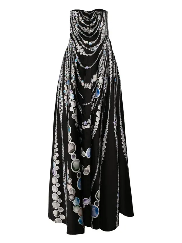 SAIID KOBEISY Graphic-print Mikado Gown