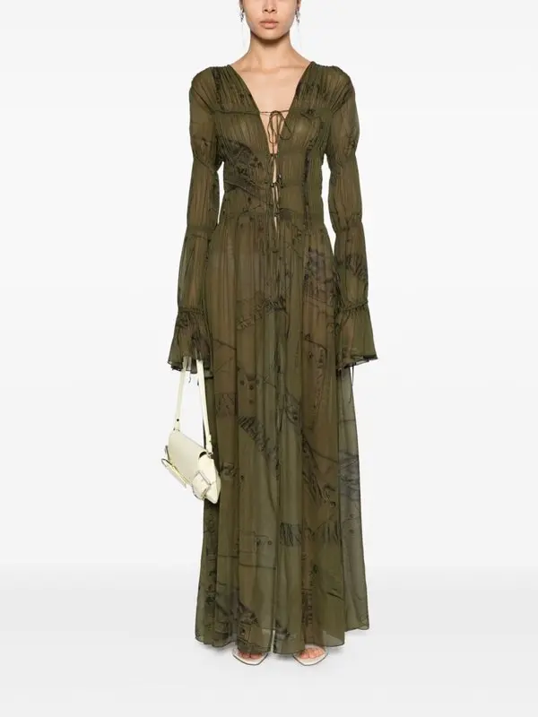 Blumarine Camouflage Python-Print Maxi Dress In Green - 40% Off |  Editorialist