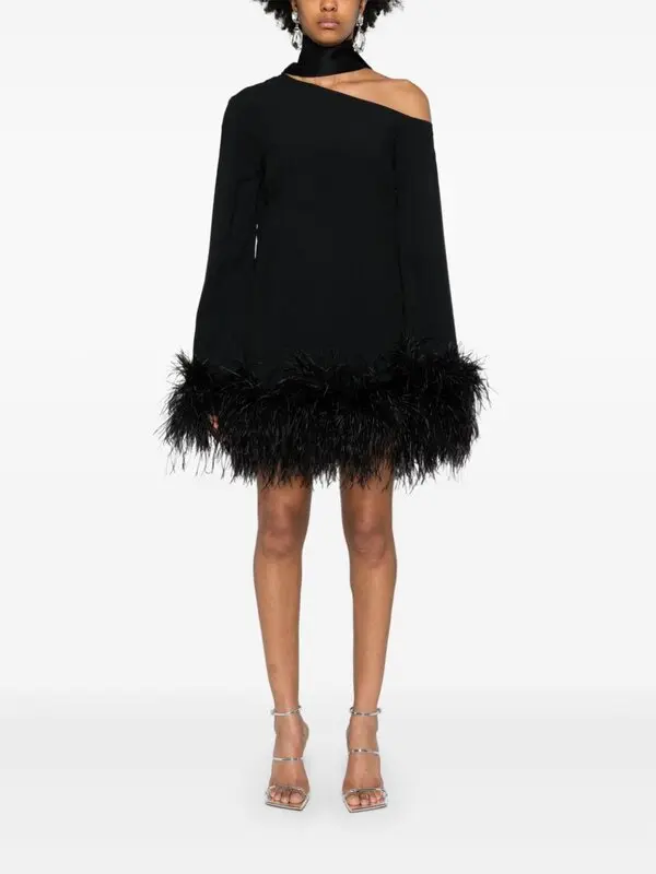 TALLER MARMO Adige Feather-trim Mini Dress
