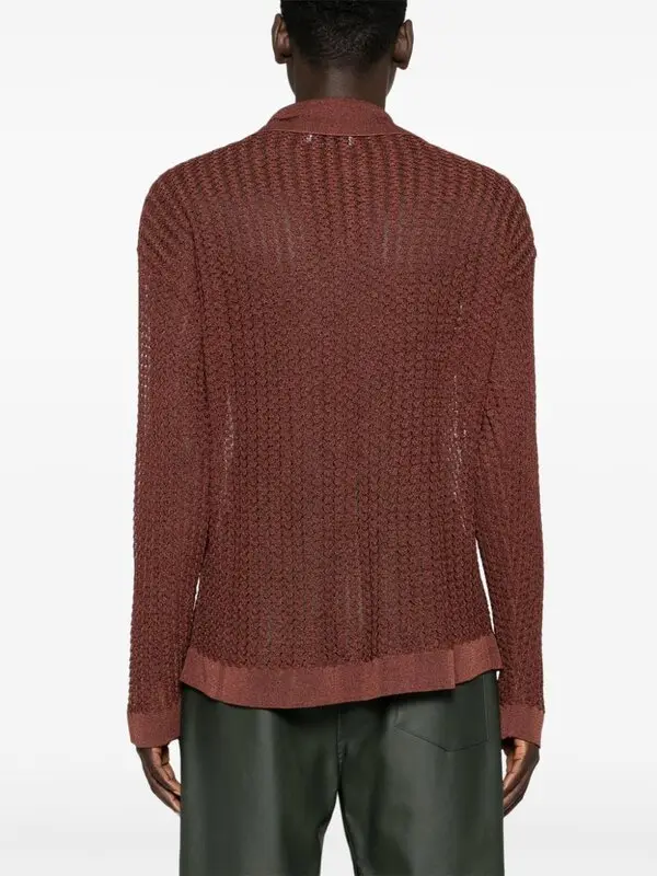 BONSAI V-neck Polo-collar Sweater - Brown