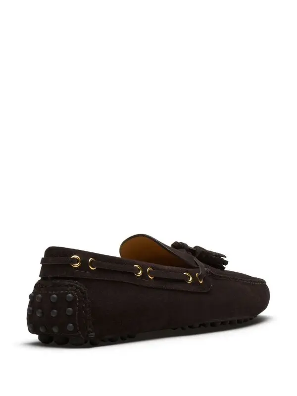 Car Shoe Tassel Suede Driving Shoes - Brown