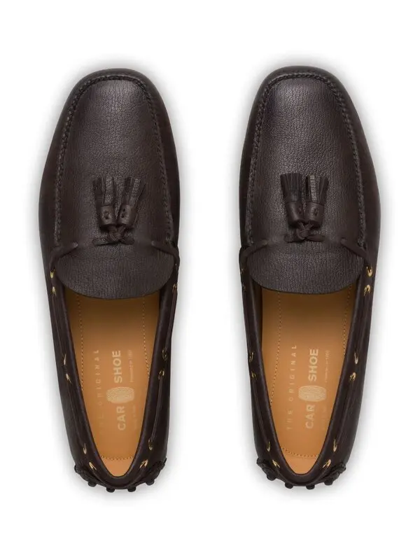 Car Shoe Tassel Leather Driving Shoes - Brown