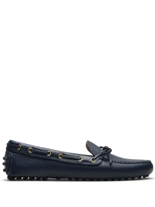 Car Shoe Grained-leather Driving Moccasins - Blue