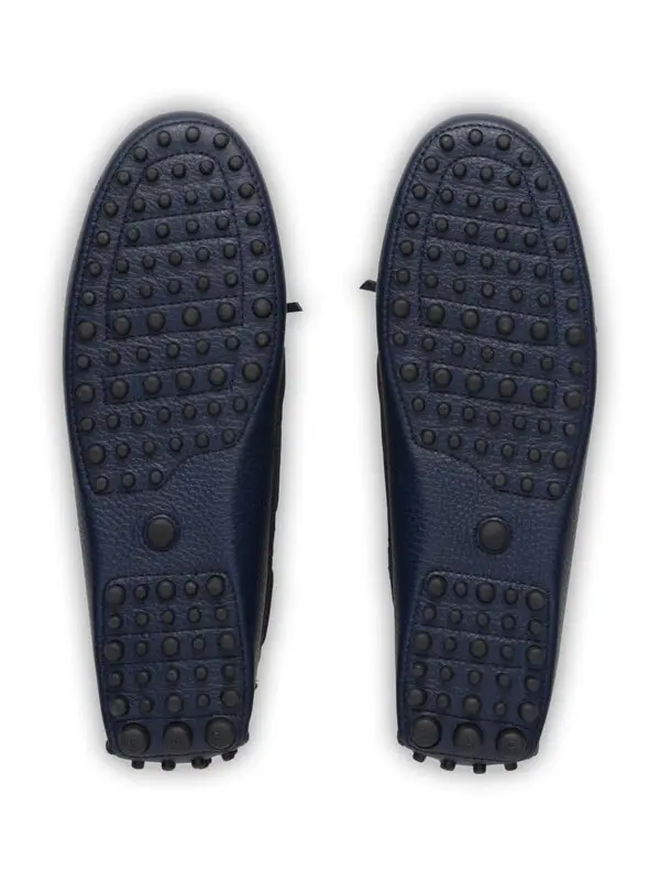Car Shoe Grained-leather Driving Moccasins - Blue