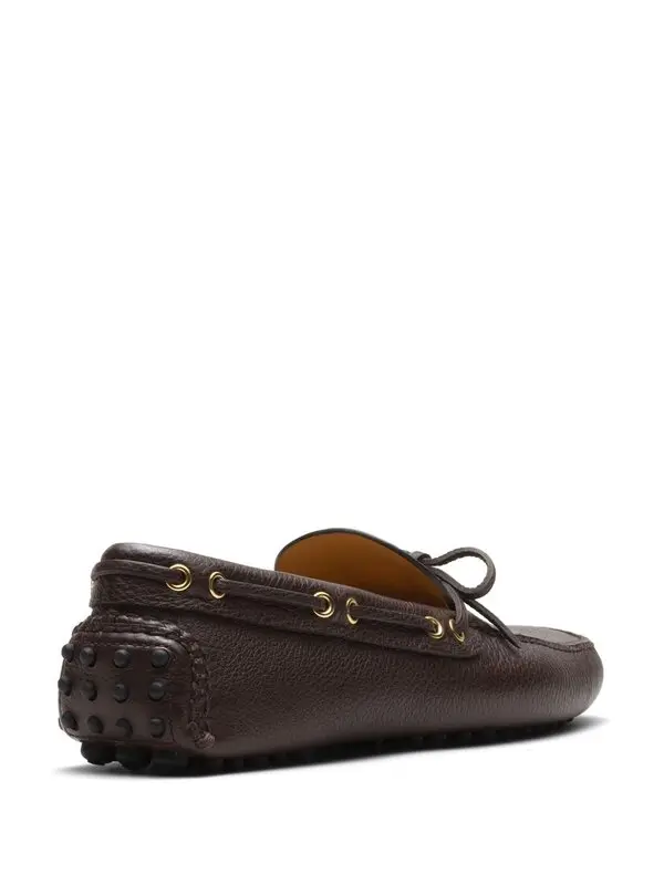 Car Shoe Grained-leather Driving Shoes - Brown