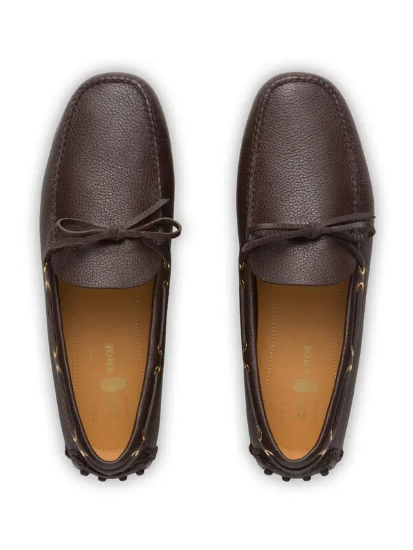 Car Shoe Grained-leather Driving Shoes - Brown