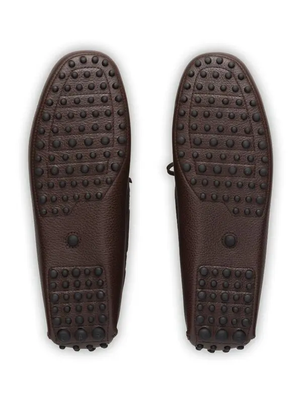 Car Shoe Grained-leather Driving Shoes - Brown