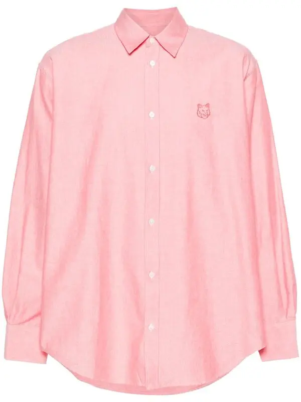 Maison Kitsuné Contour Fox Head-embroidery Cotton Shirt - Pink