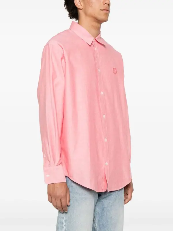 Maison Kitsuné Contour Fox Head-embroidery Cotton Shirt - Pink