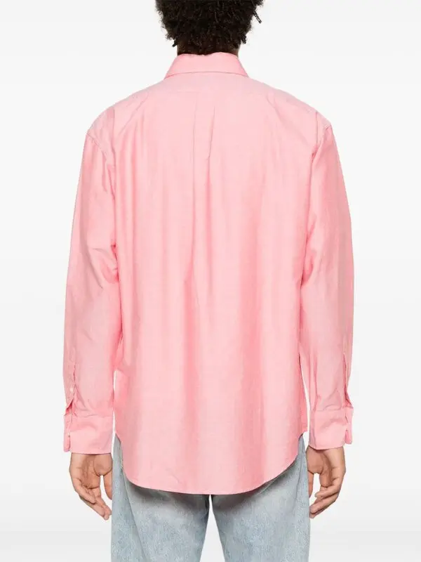 Maison Kitsuné Contour Fox Head-embroidery Cotton Shirt - Pink