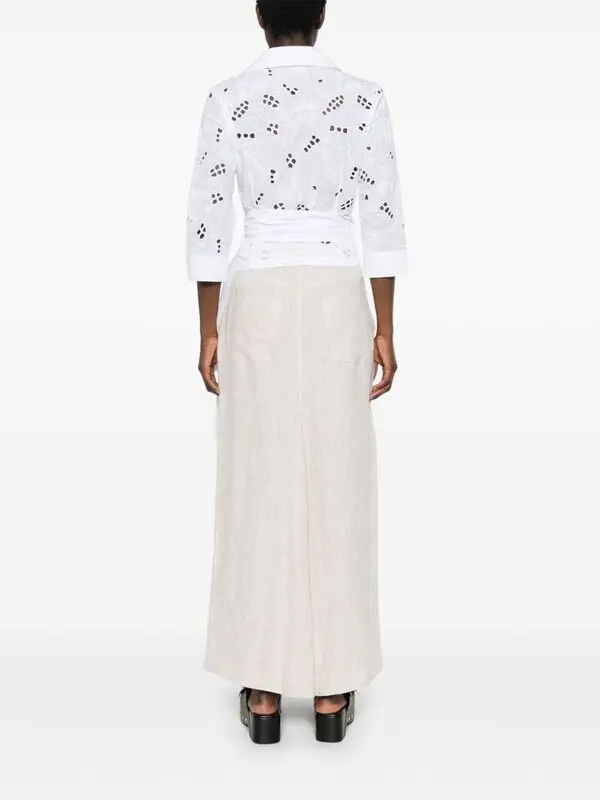 D.exterior Floral-embroidery Wrap Shirt