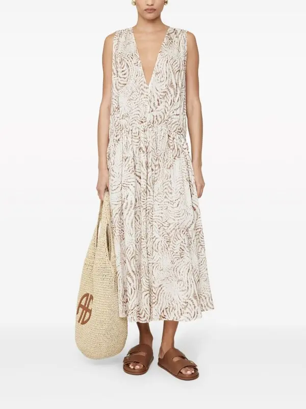 ANINE BING Mia Seashell-print Midi Dress