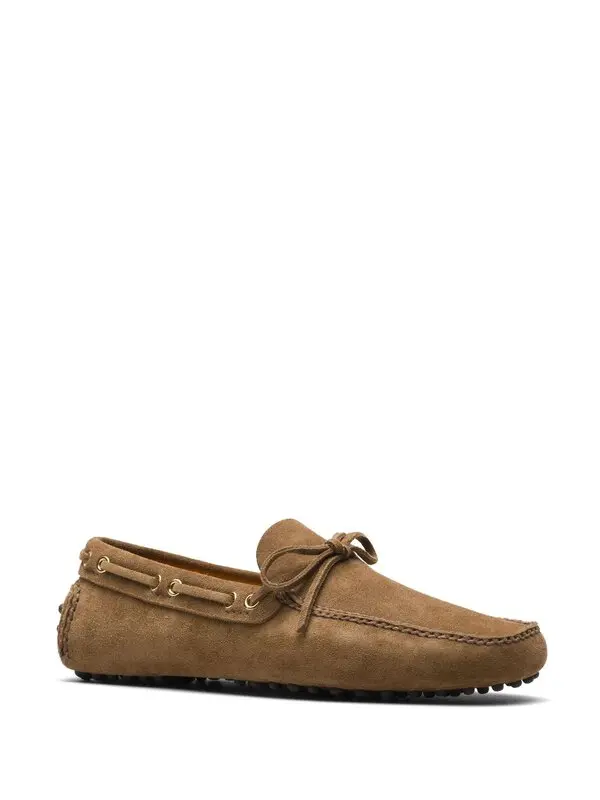Car Shoe Suede Driving Loafers - Brown