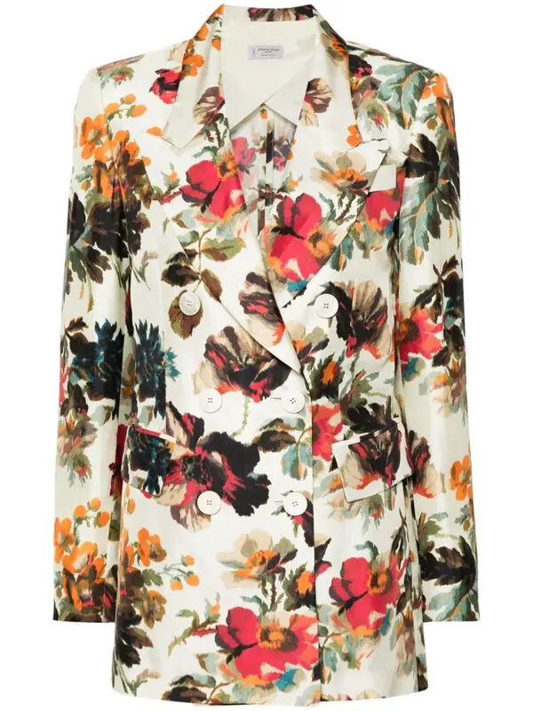 Alberto Biani Floral-print Silk Blazer