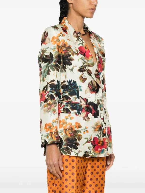 Alberto Biani Floral-print Silk Blazer